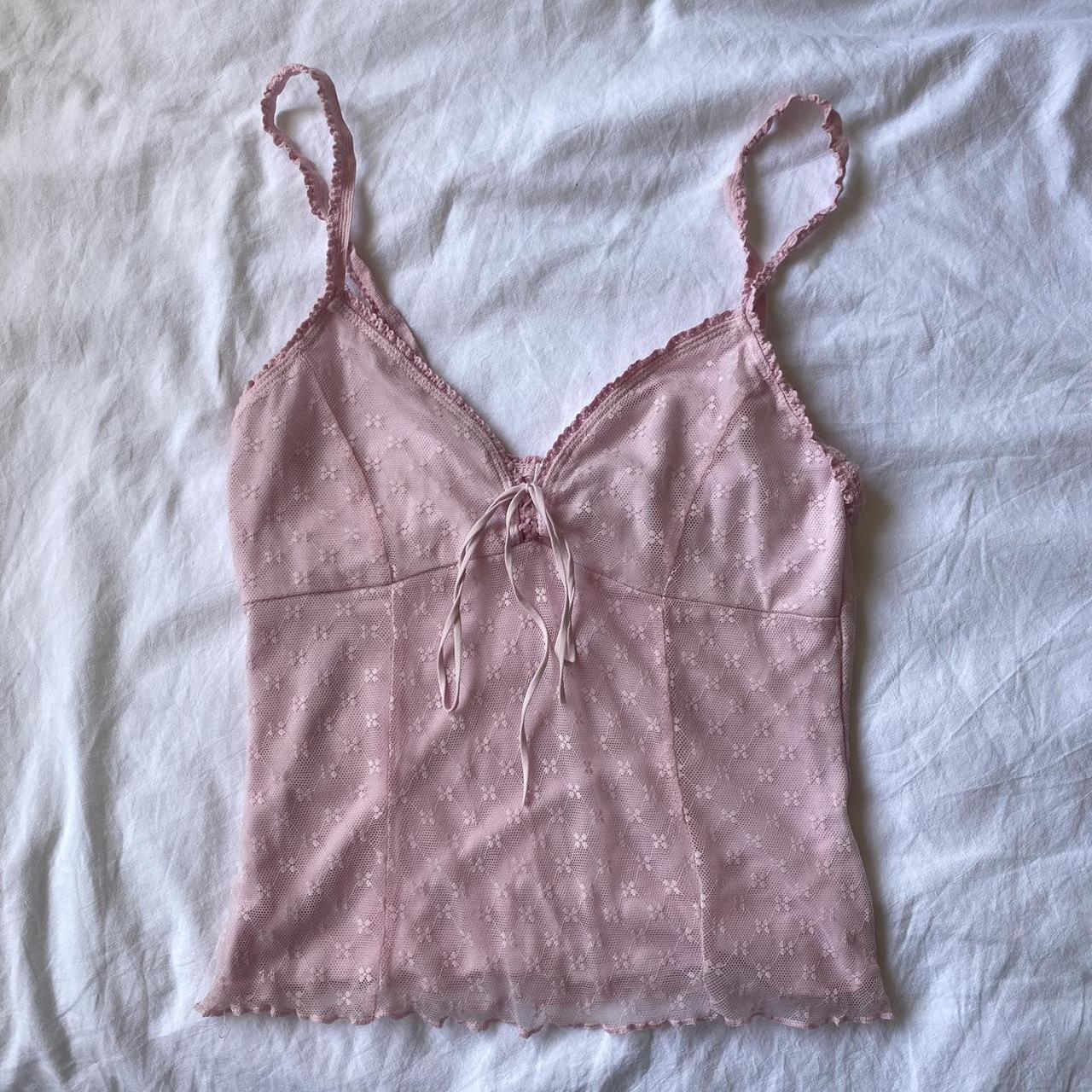 Pink lace glassons top. Size XS. - Depop