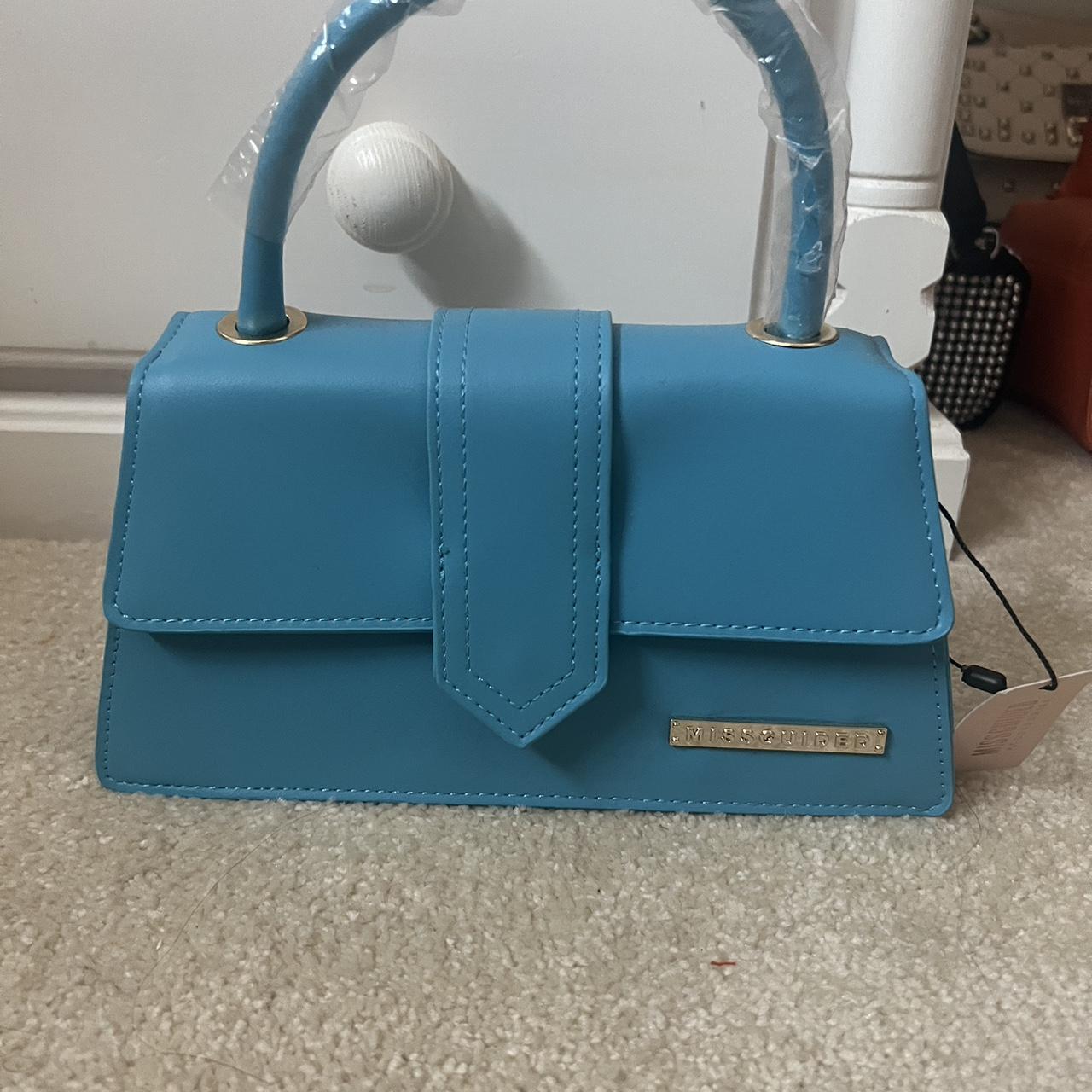 Blue missguided mini bag handbag gold turquoise... - Depop