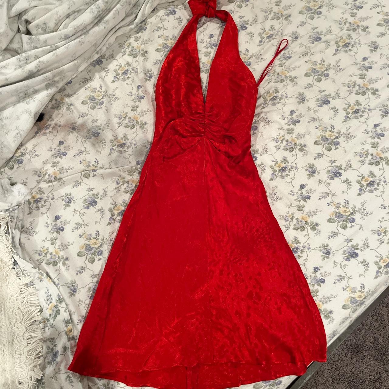 Gorgeous red halter mini dress. From zara, brand new... - Depop