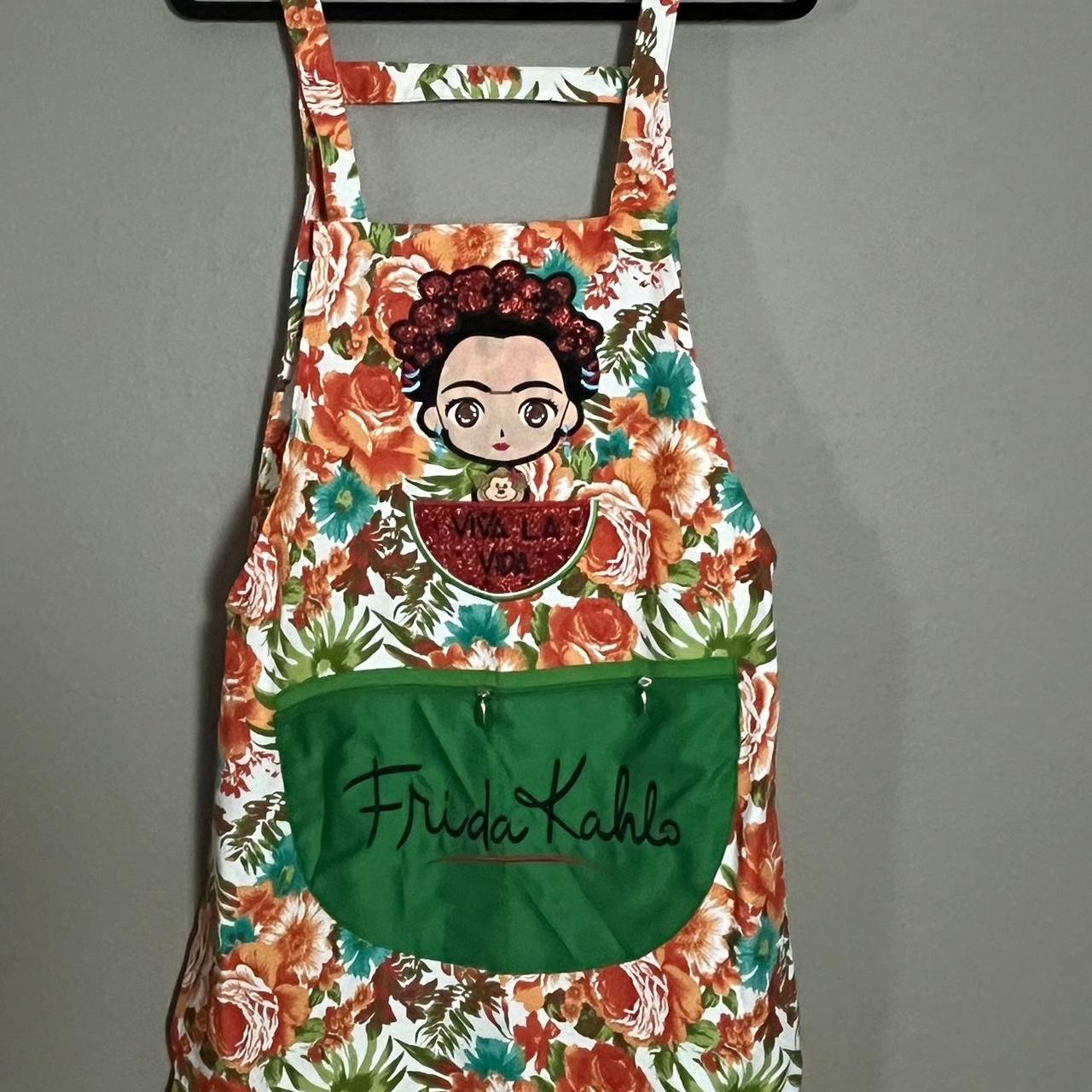 Colorful Frida Kahlo Apron with zippered pocket... | Depop