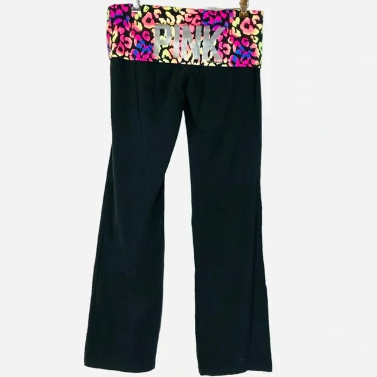 Neon Victoria Secret Pink Leopard Yoga Leggings Size... - Depop