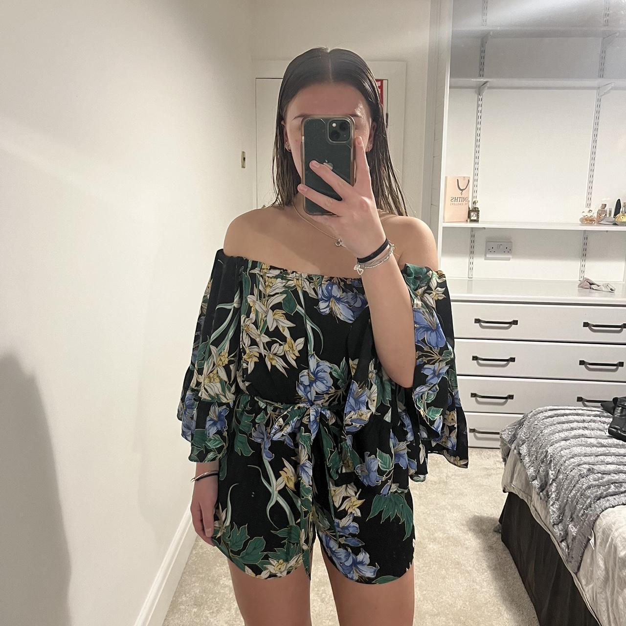Patterned playsuit - Depop