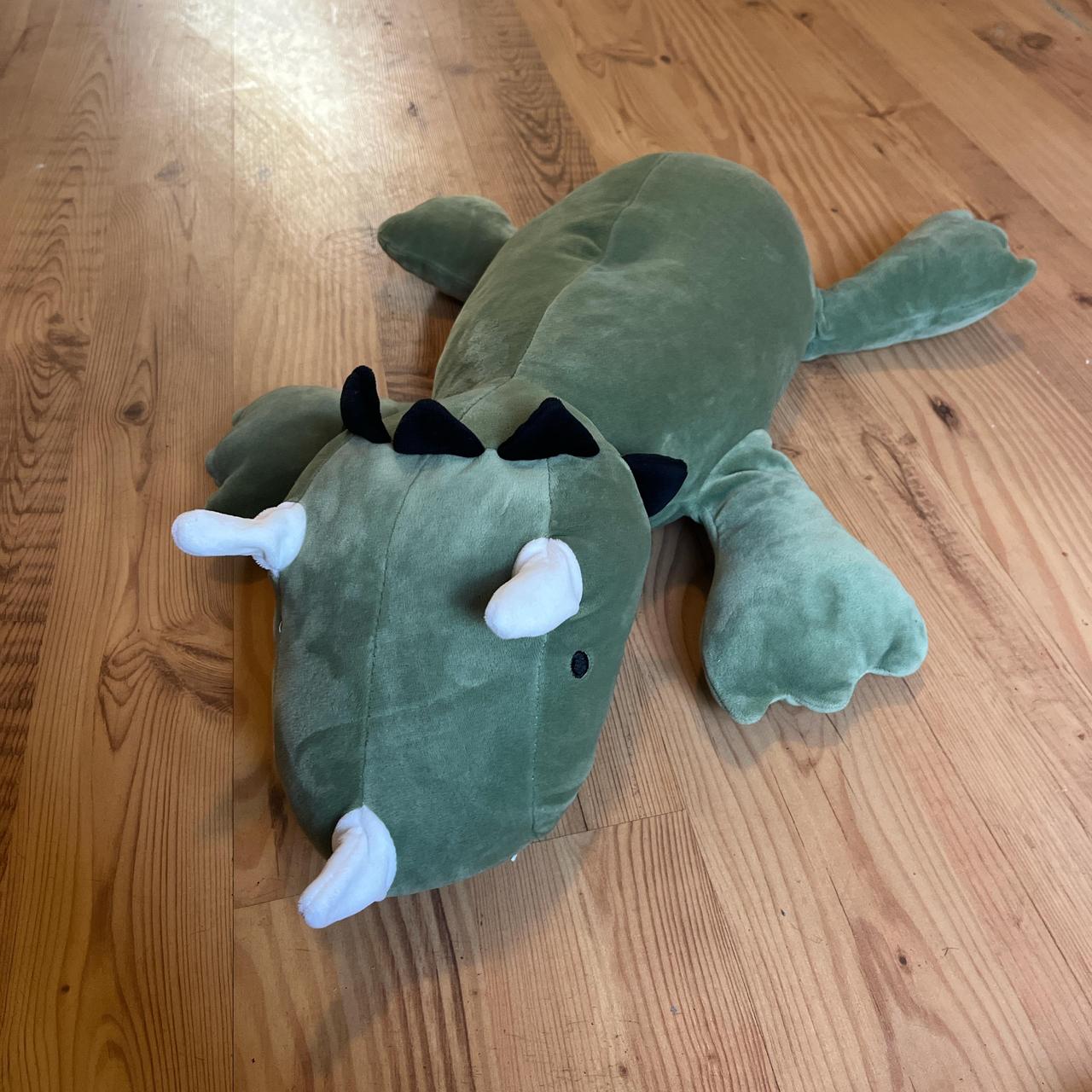 green pillow fort weighted stuffed animal dinosaur... - Depop