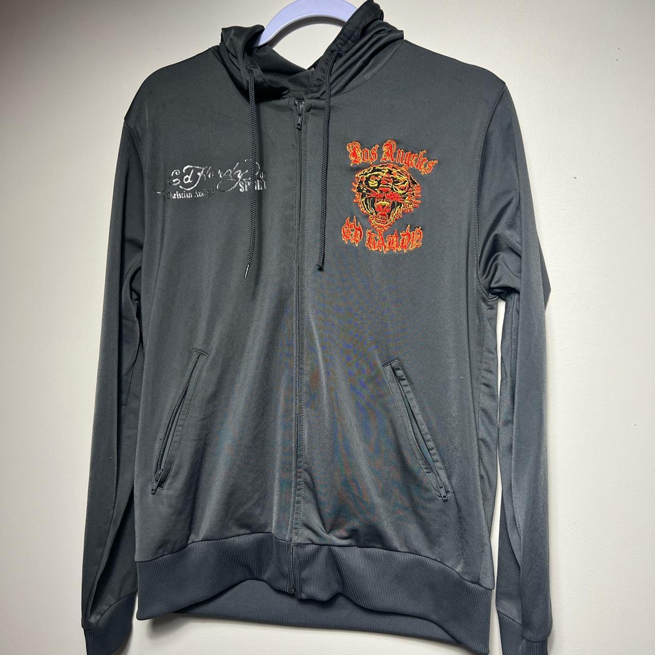 Ed hardy jacket /zip up .tiger with hood. Has so... - Depop