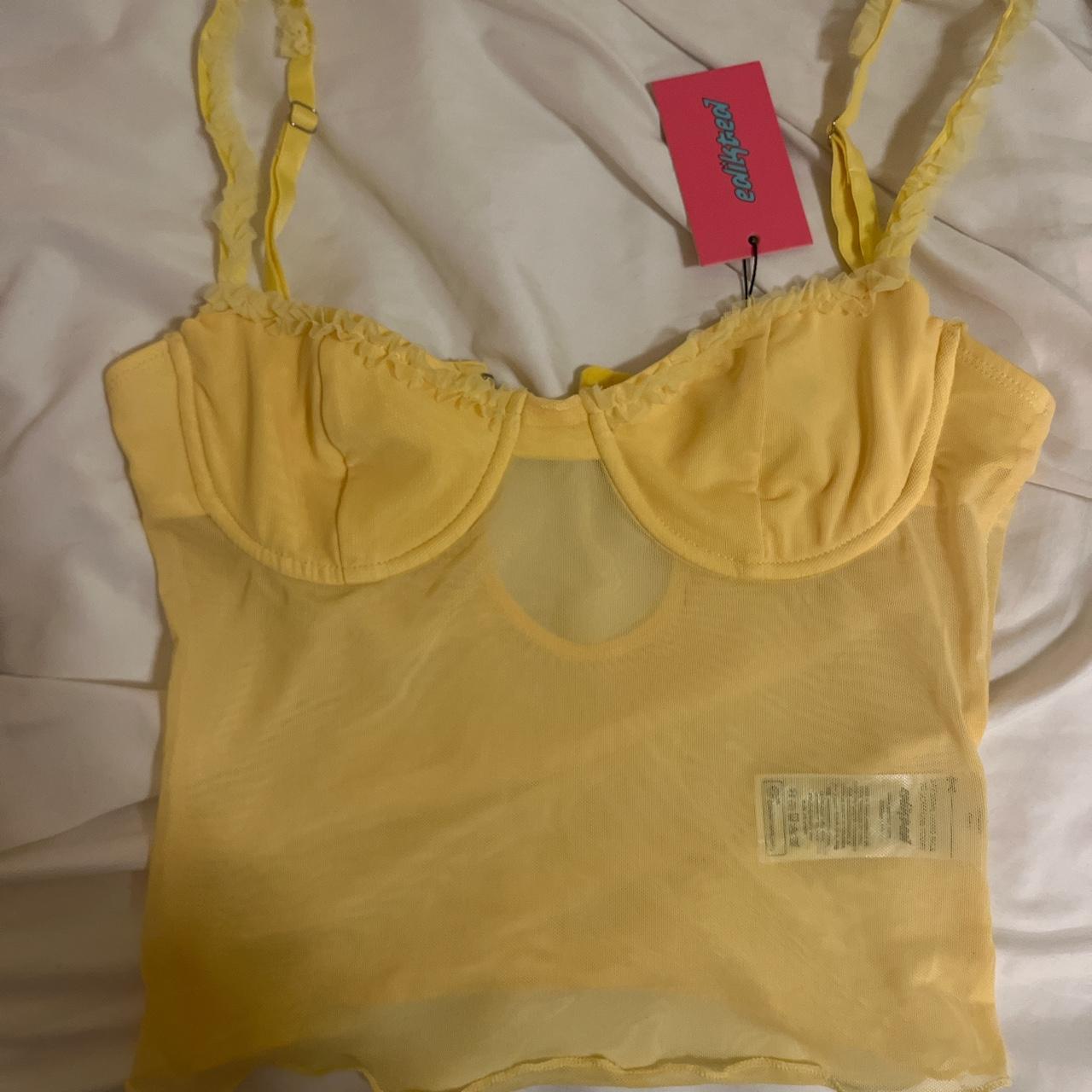 edikted yellow mesh top new with tag - Depop