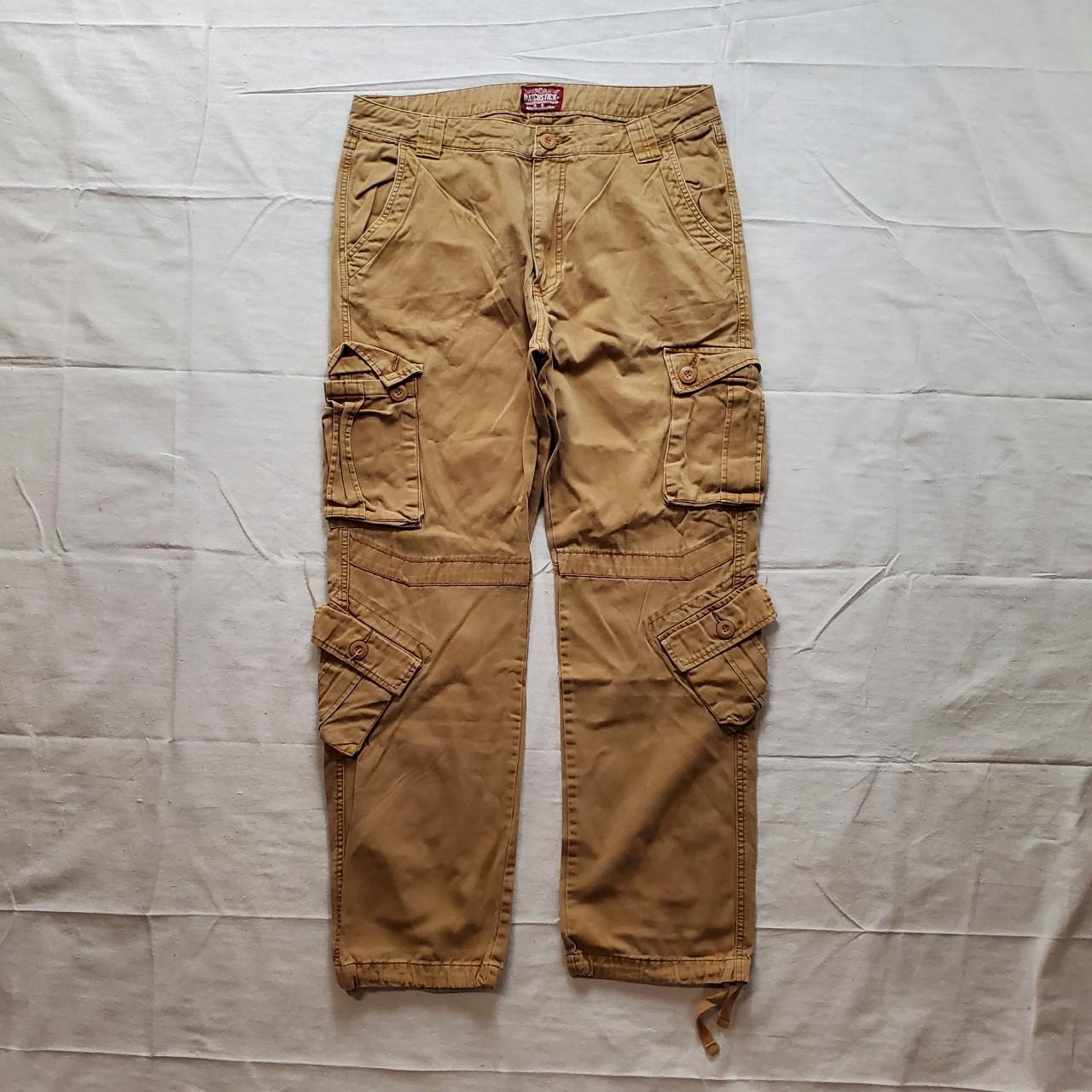 Tan adjustable cargo pants Tons of pocket space and... - Depop