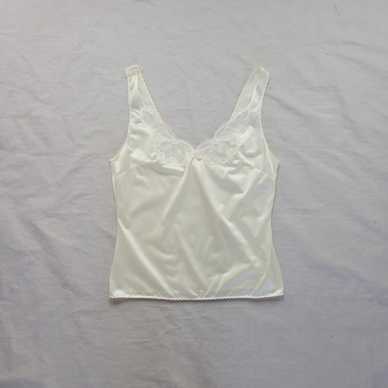 Vintage cream cami tank top lingerie Sexy 70s... - Depop
