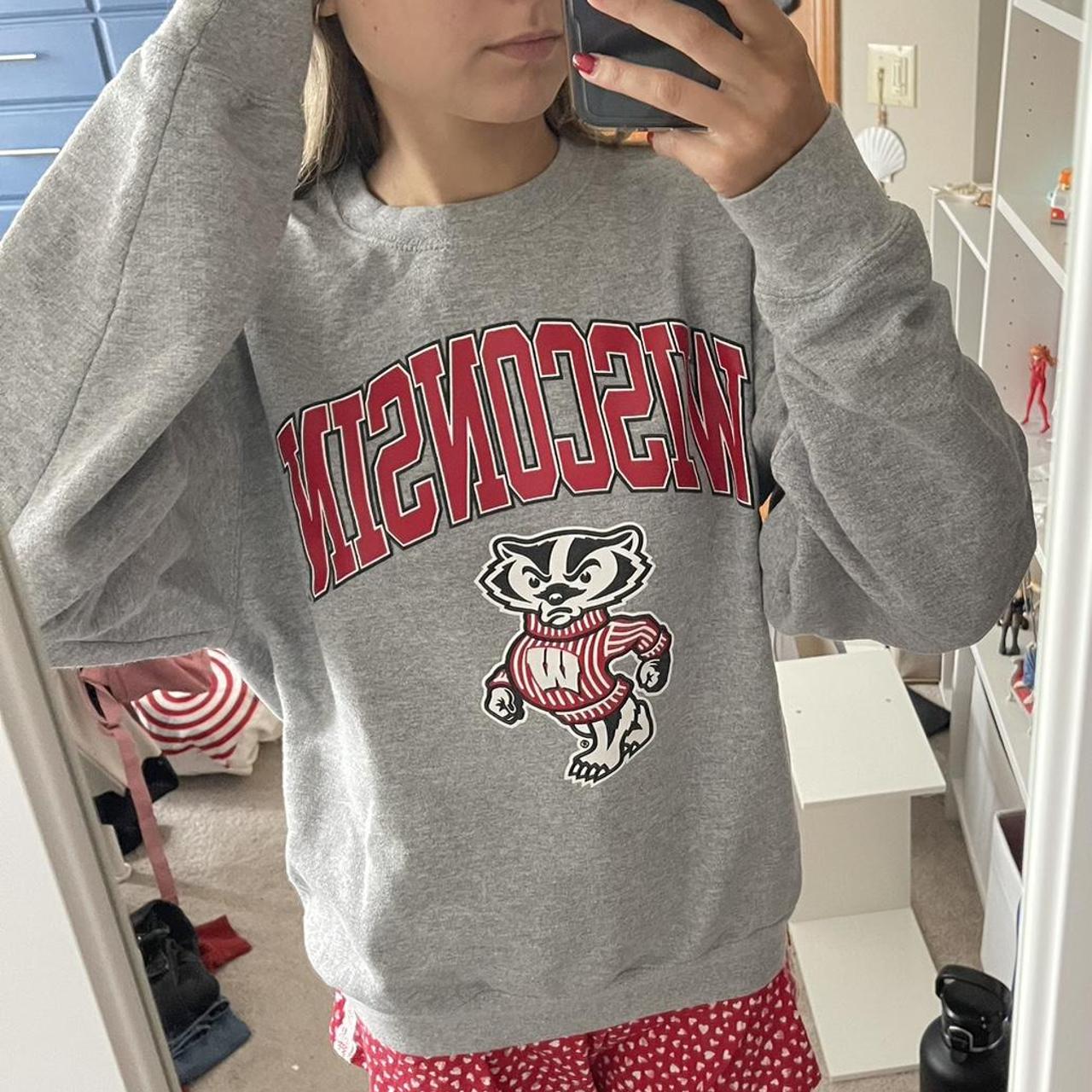 University of Wisconsin college crew neck sweatshirt... - Depop