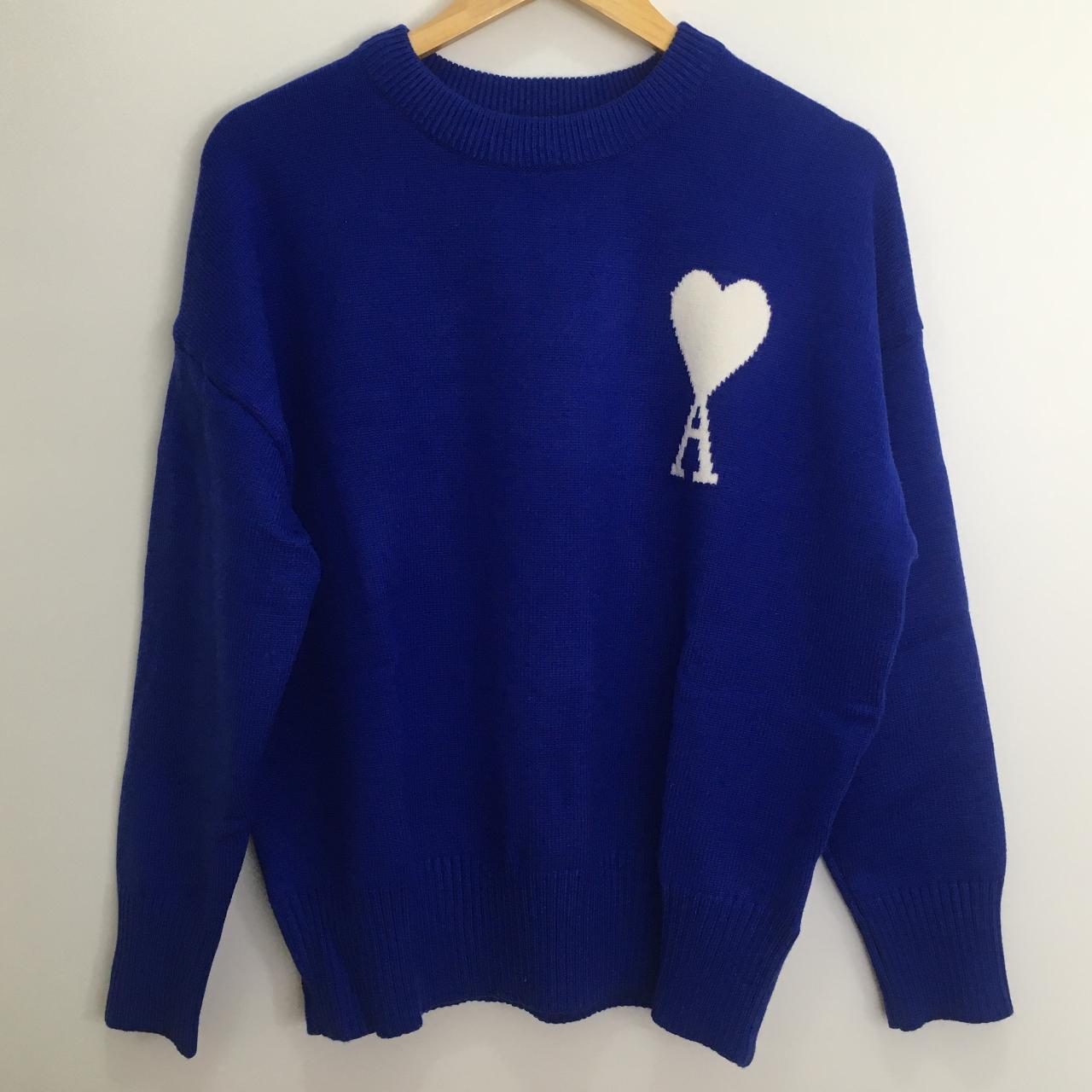 New Ami Paris Crew Neck Sweater Blue Thanks for... | Depop