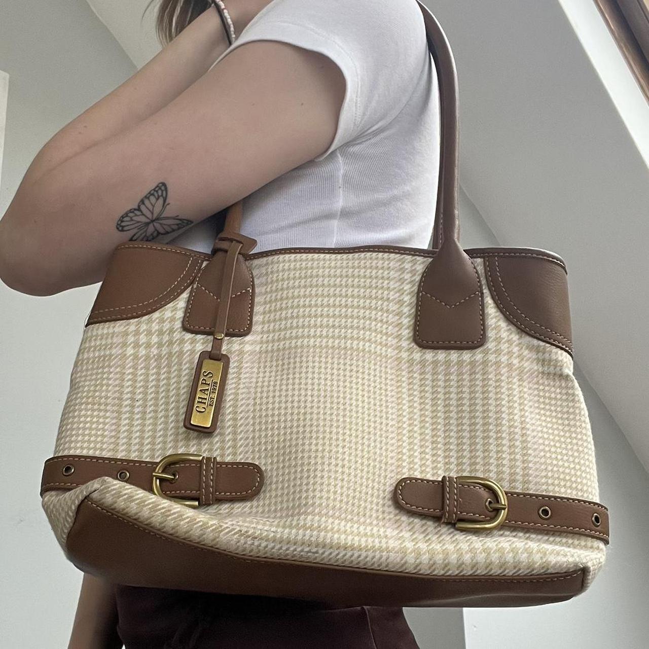 chaps bag in nearly perfect condition with brown... - Depop