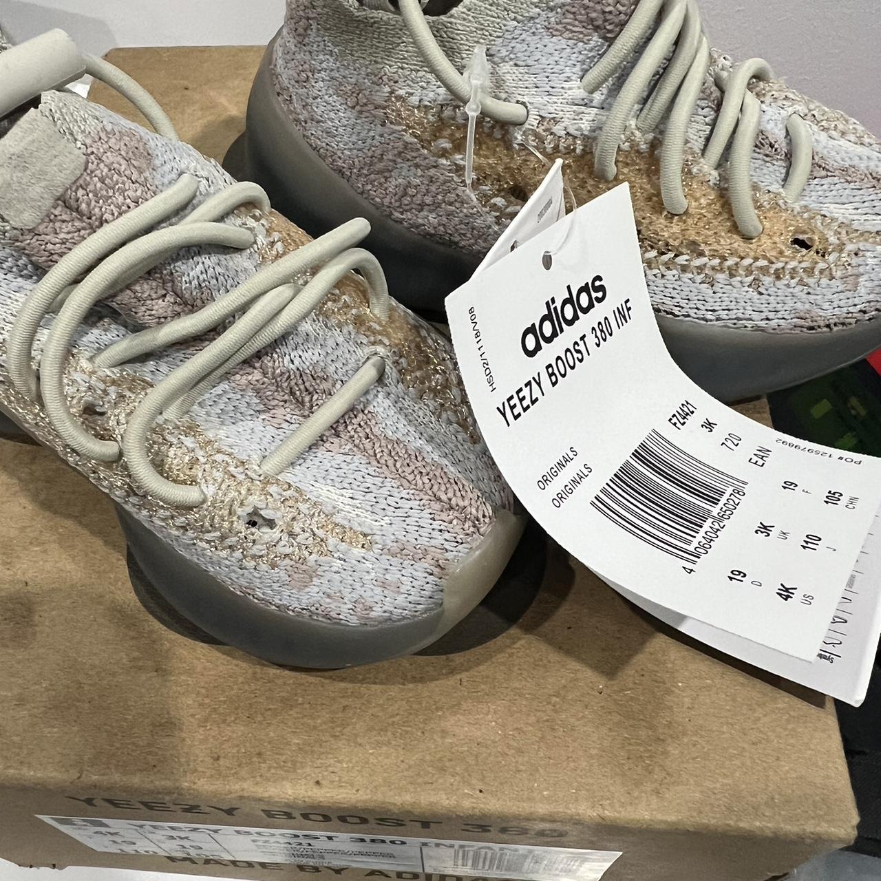 Yeezy Grey and Orange Trainers | Depop