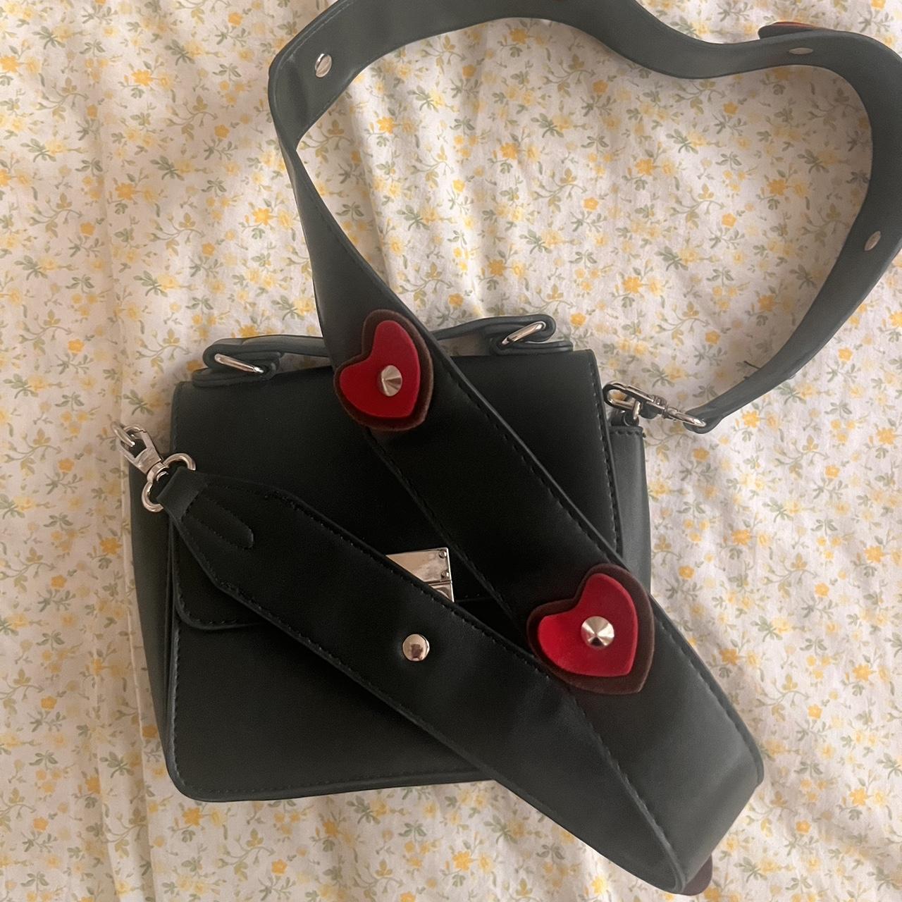 black buckle cross body hand bag purse with red... - Depop