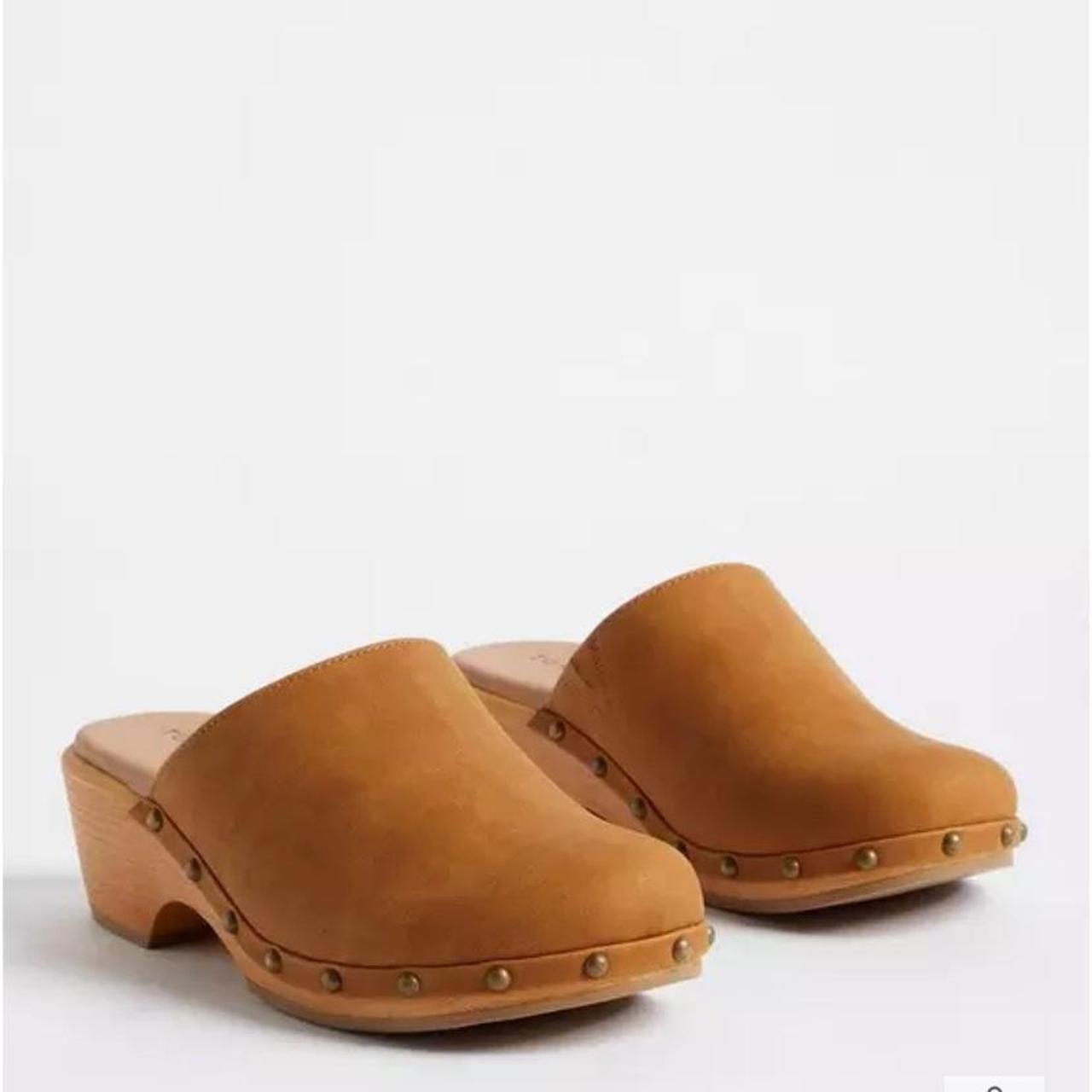 Tan leather clogs with studs #leatherclogs TORRID... | Depop