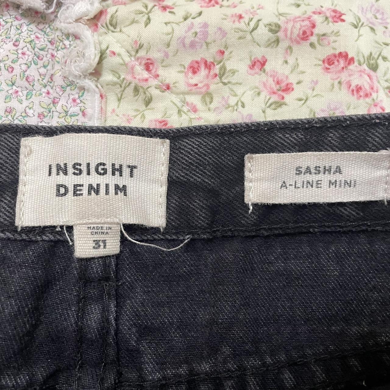 Sasha a-line mini black denim skirt. Insight denim... - Depop