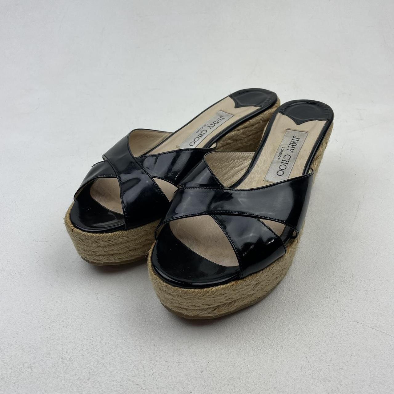 Jimmy Choo Women's Black and Tan Espadrilles | Depop