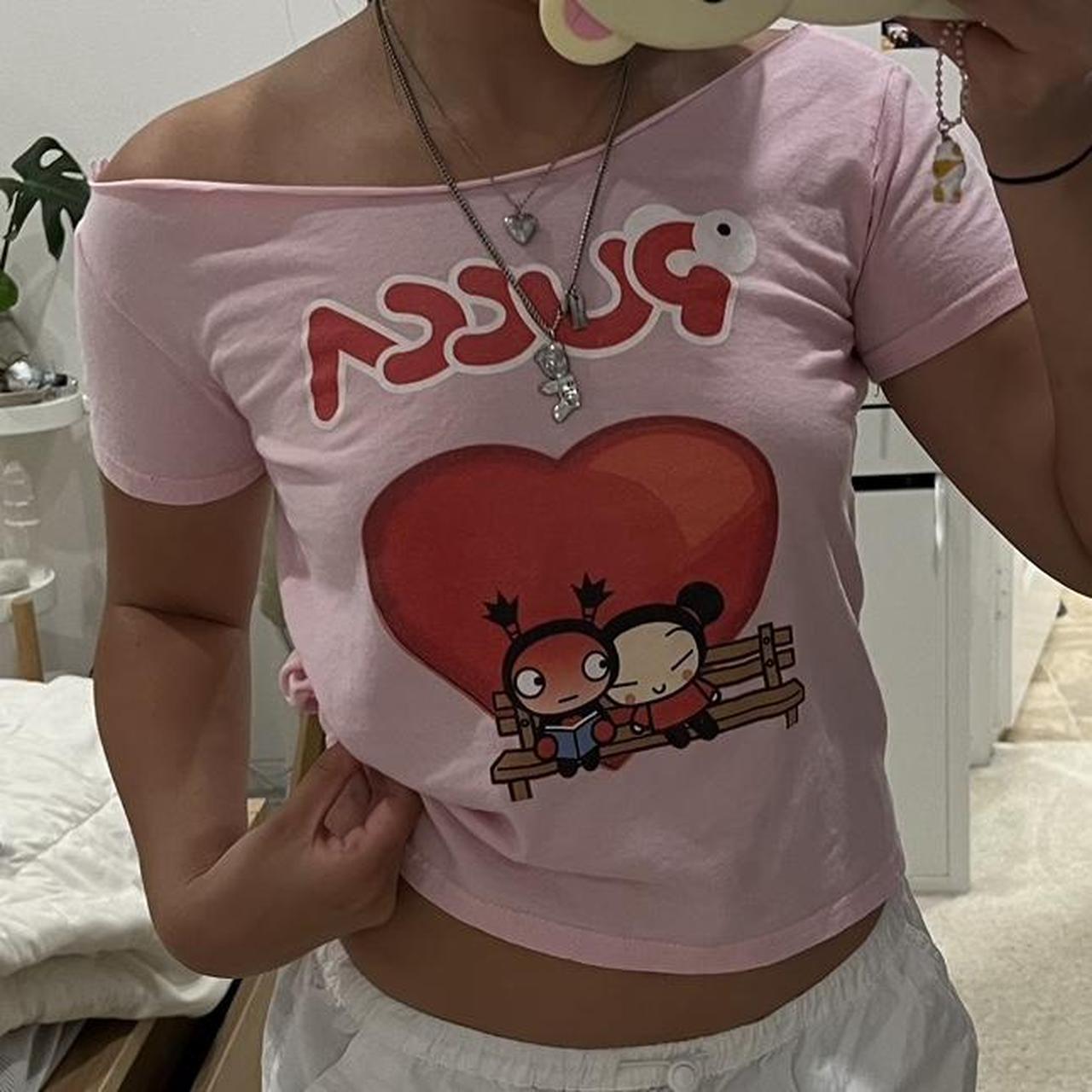 Pink pucca off the shoulder top that i cut!!! little... - Depop