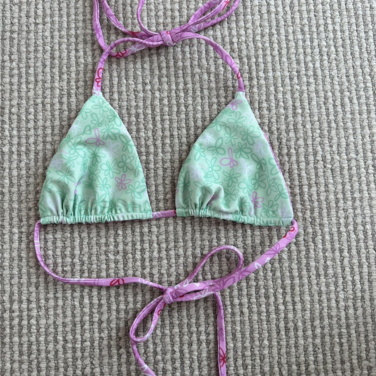 Eisha collective reversible bikini top pink and... - Depop