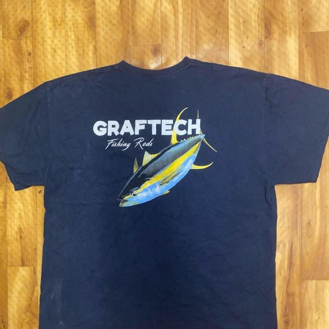 Retro Vintage Graftech fishing brand graphic t-shirt... - Depop