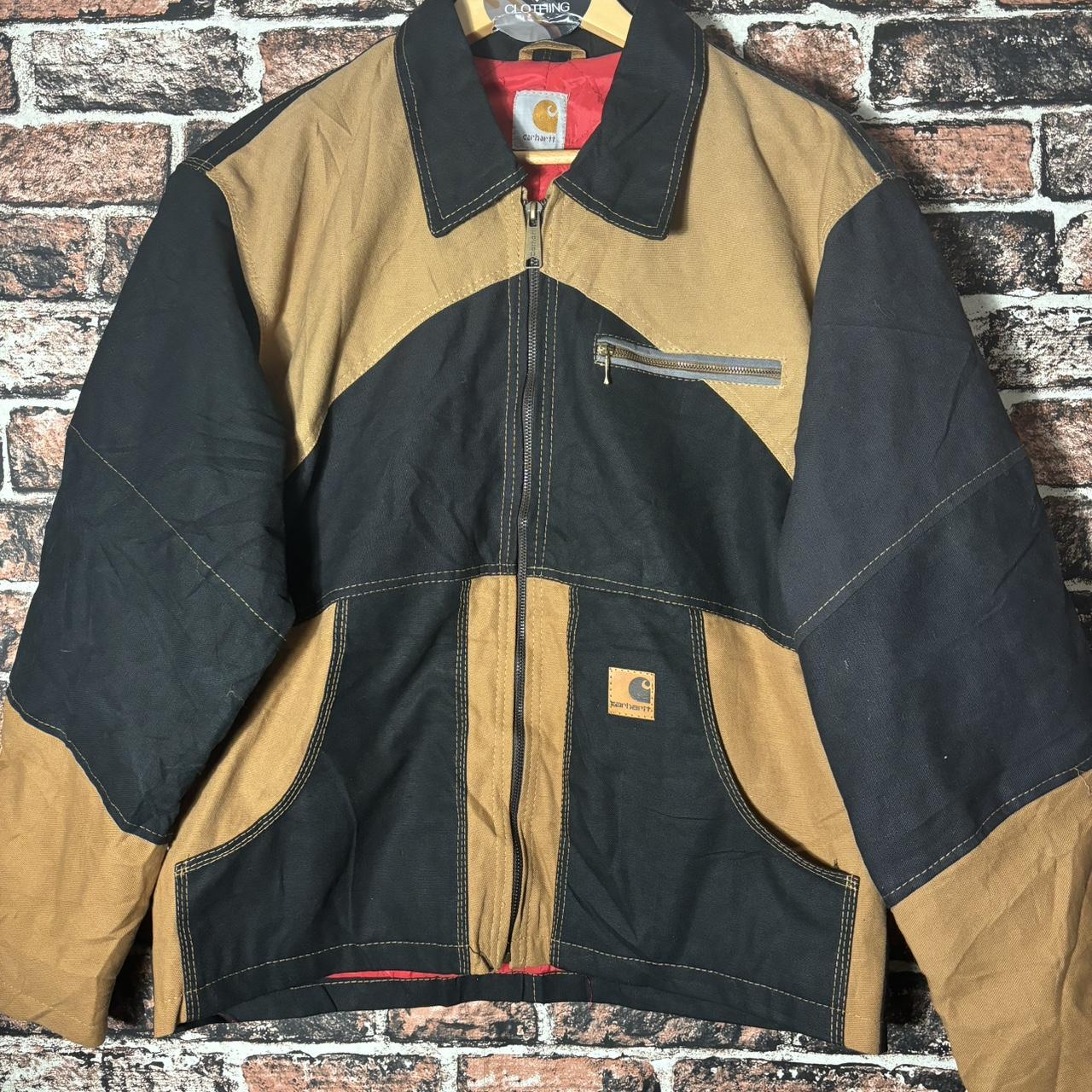 Carhartt rework black and tan jacket size M/L medium... - Depop