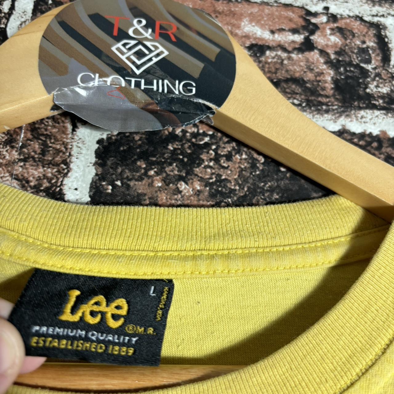 Vintage Lee Rebel yellow cotton t-shirt size L... - Depop