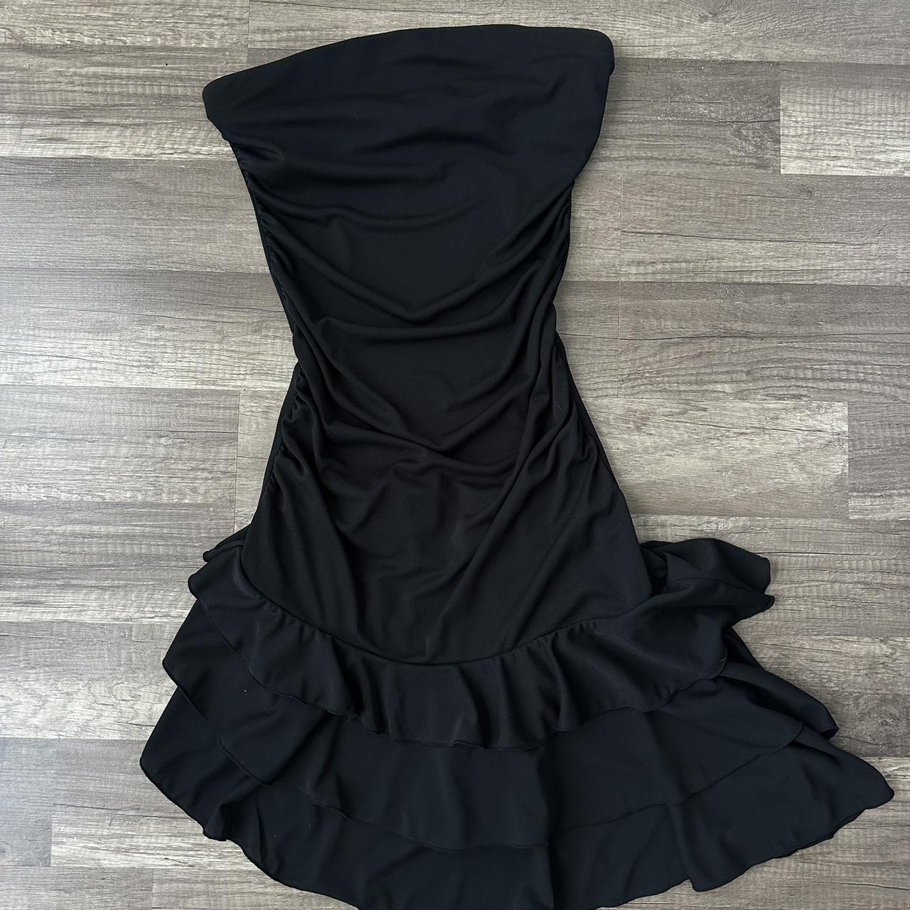Express strapless ruffle black dress Size 2 / extra... - Depop