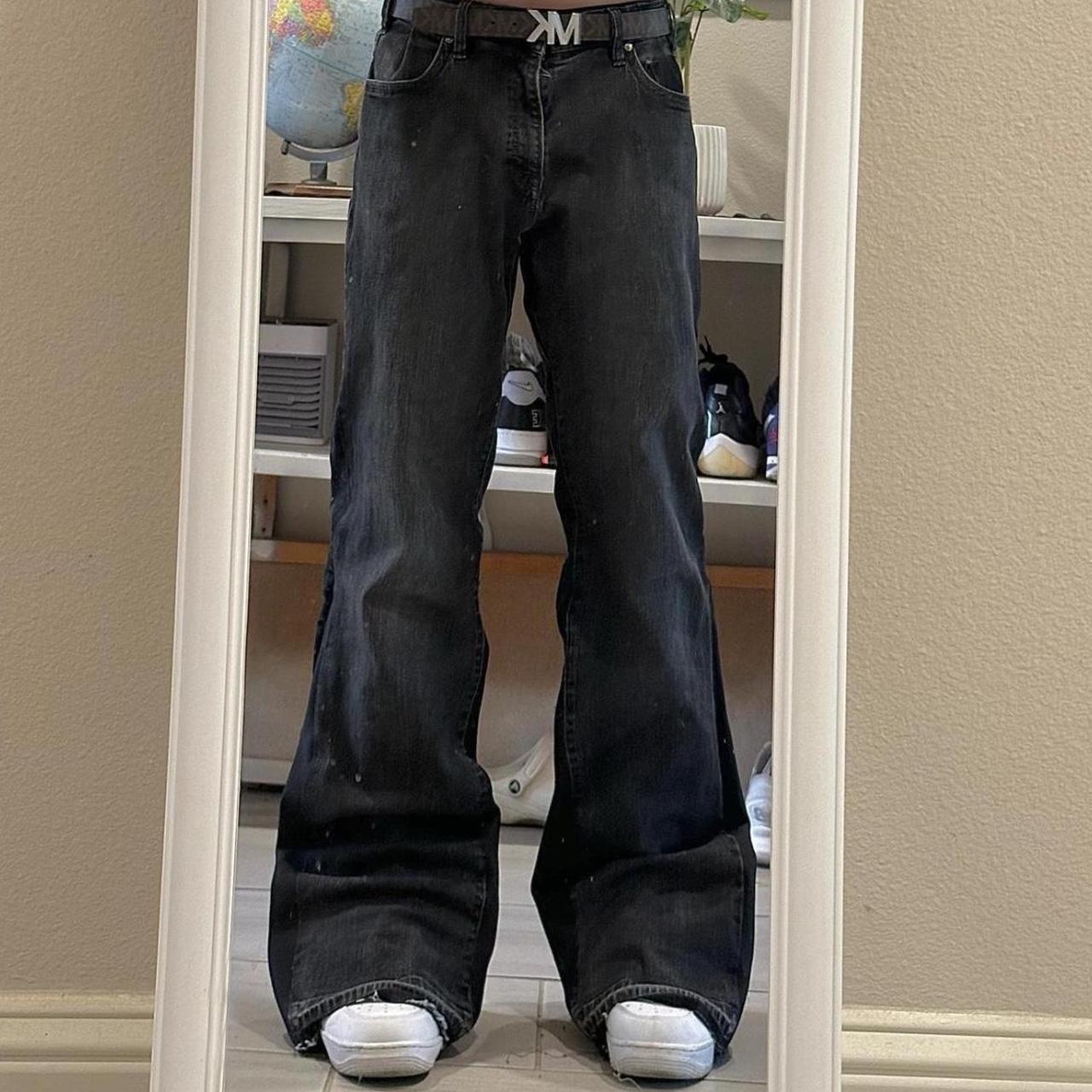 Custom Flared Faded Black Jeans by LudazFits Size:... - Depop