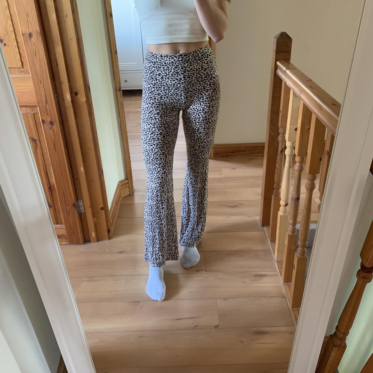 Subdued leopard print flares Size small Excellent... - Depop