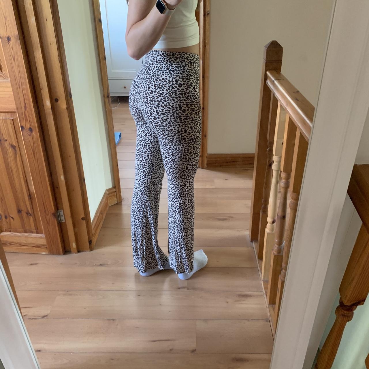 Subdued leopard print flares Size small Excellent... - Depop