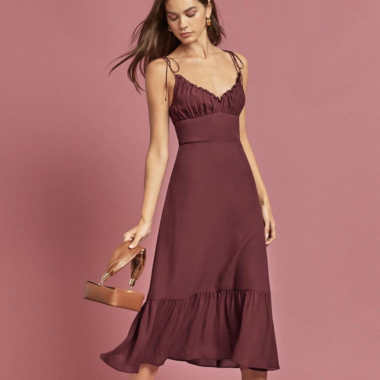 Reformation Embry Dress Plum Size 0 + UK4 RRP £278 - Depop