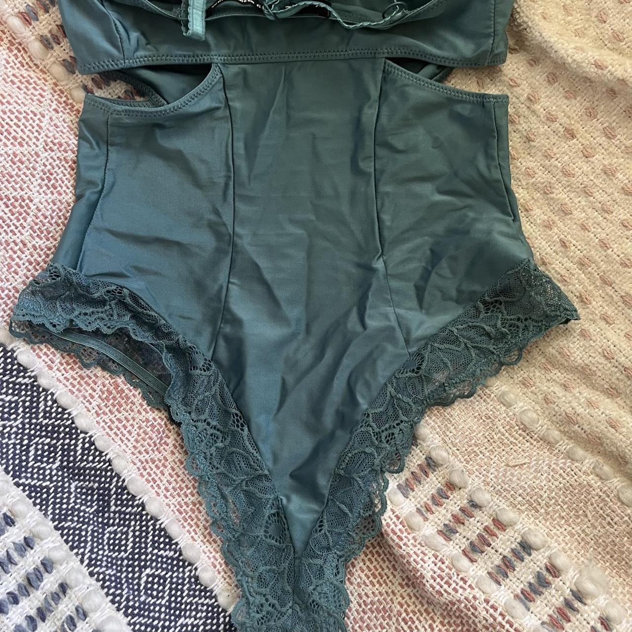 Urban Outfitters Women's Blue and Green Bodysuit | Depop