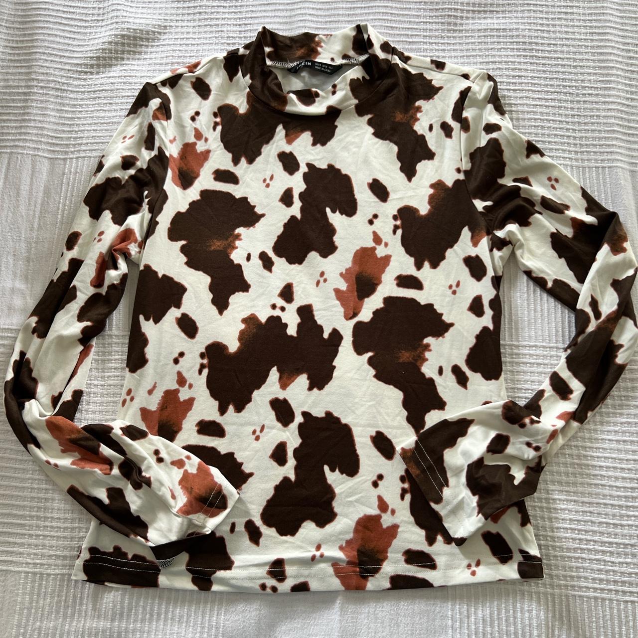 Cow print long sleeve shirt Super soft material! - Depop