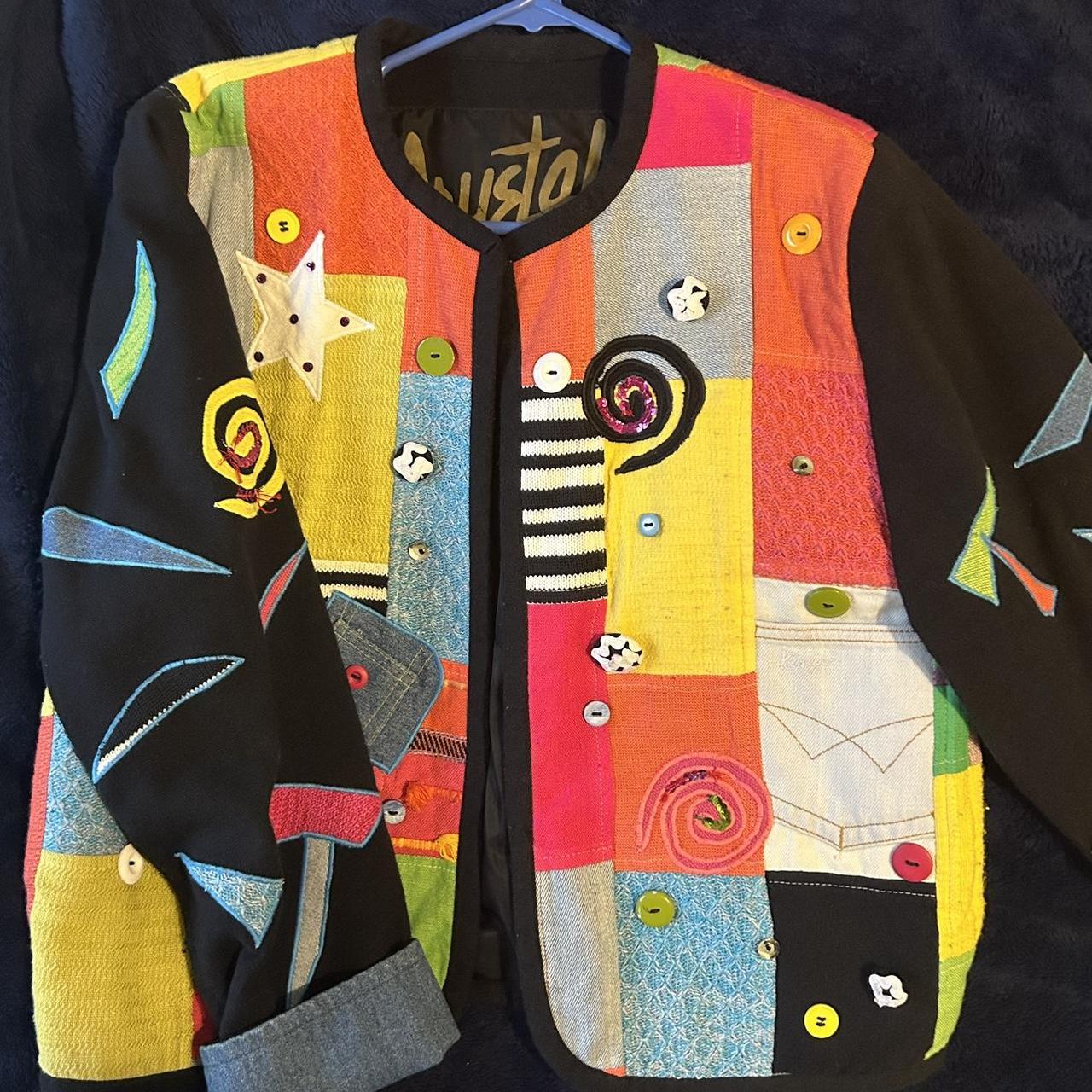 Colorful Vintage Patchwork Jacket Bright colors... - Depop
