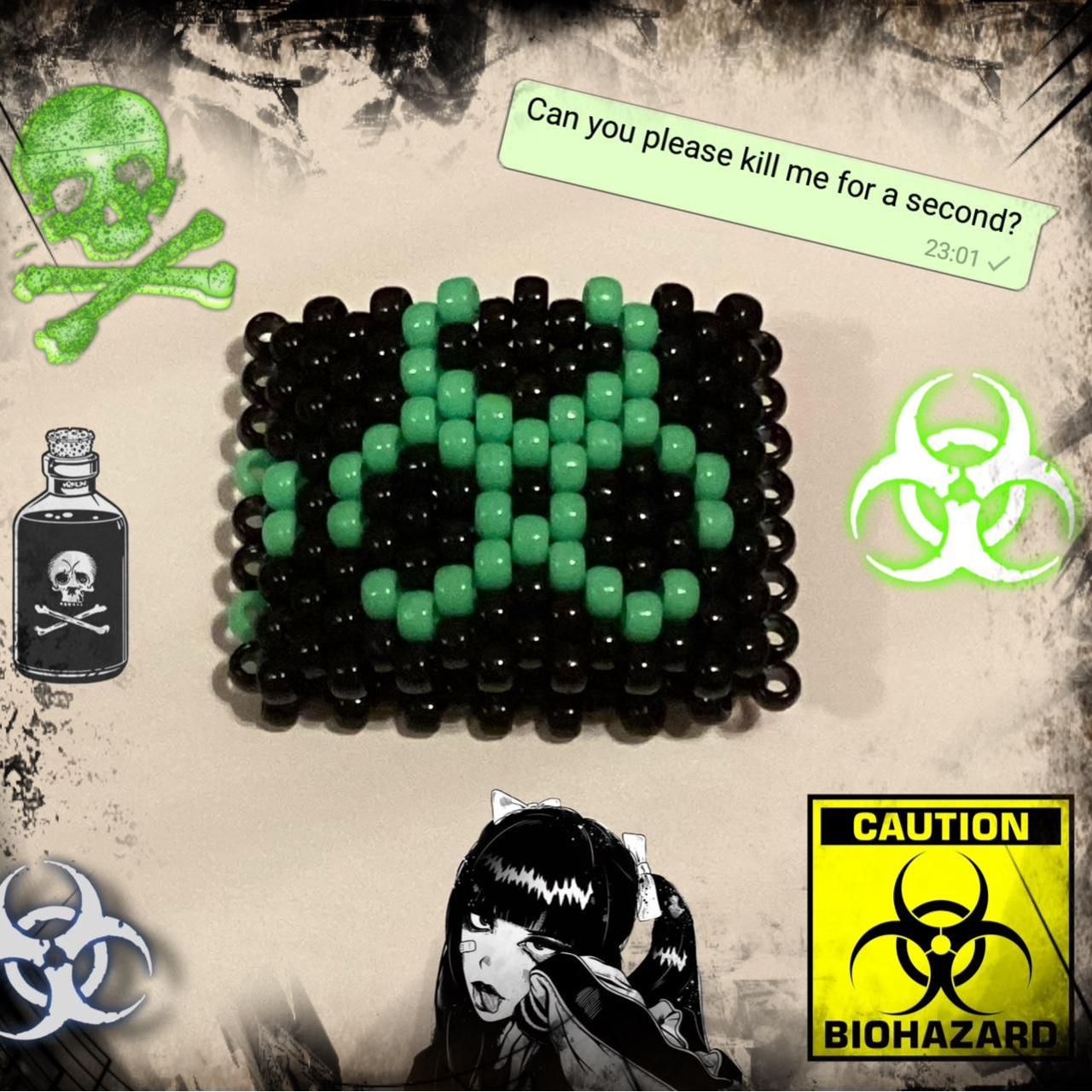 Biohazard kandi cuff made by me! #kandi #kandicuff... - Depop