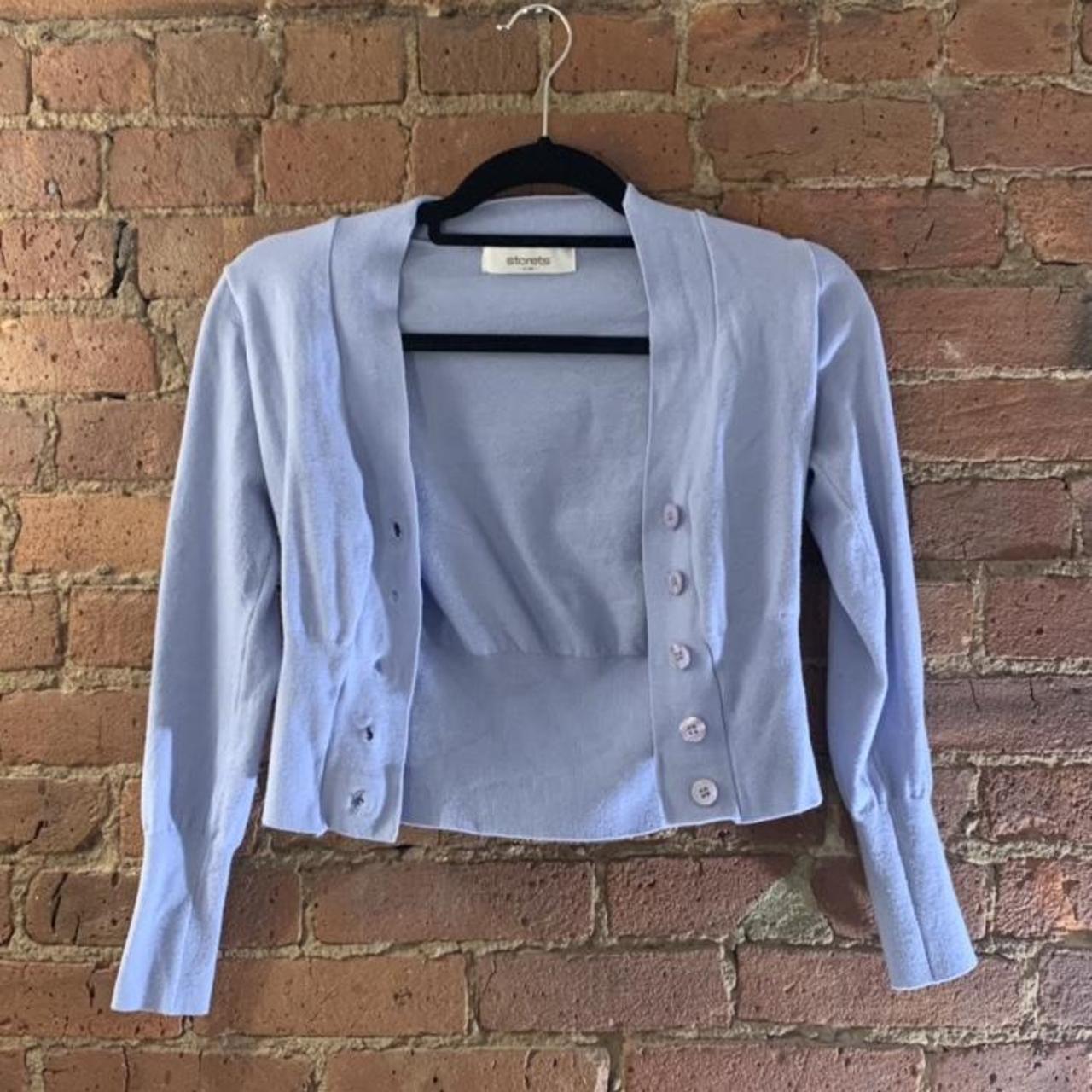 STORETS blue button up sweater / cardigan top ️FREE... - Depop