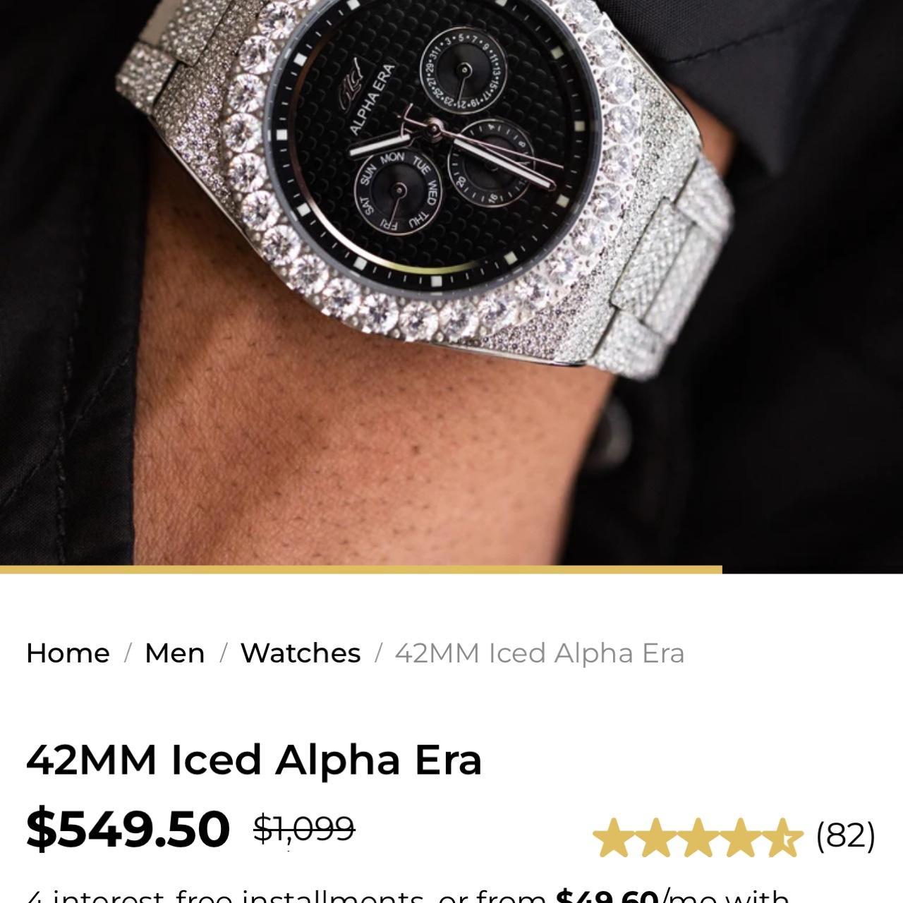 GLD shop 42MM Fully Iced Alpha Era Watch x Micro... - Depop