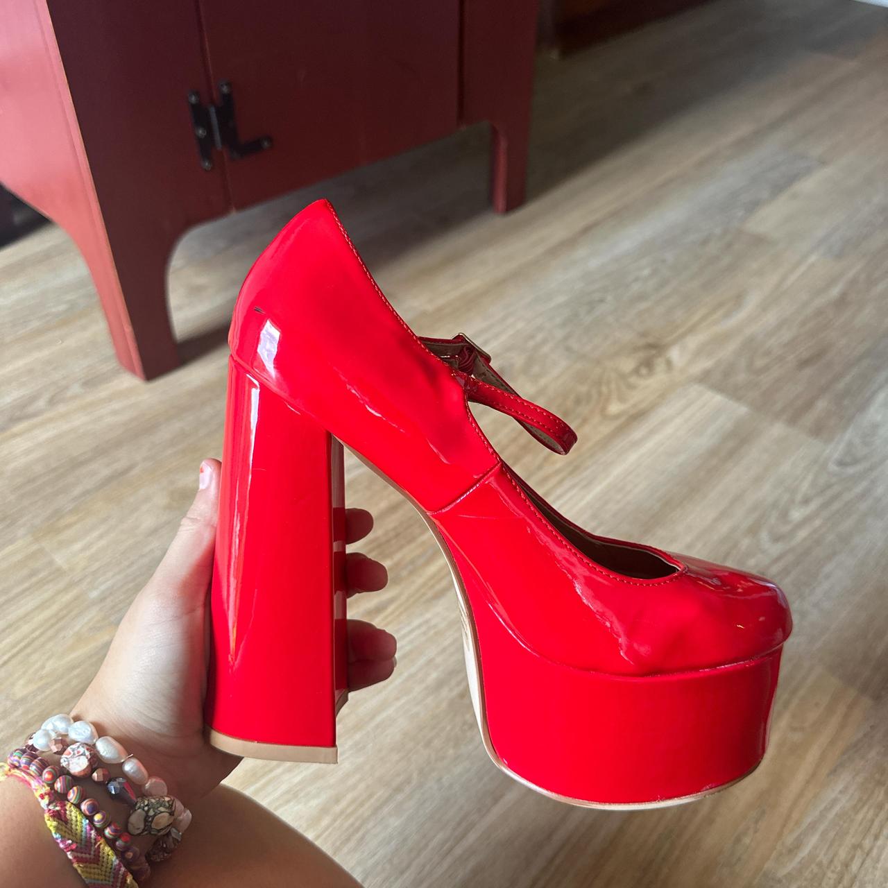 THE MOST BEAUTIFUL red patent leather platform heels... - Depop