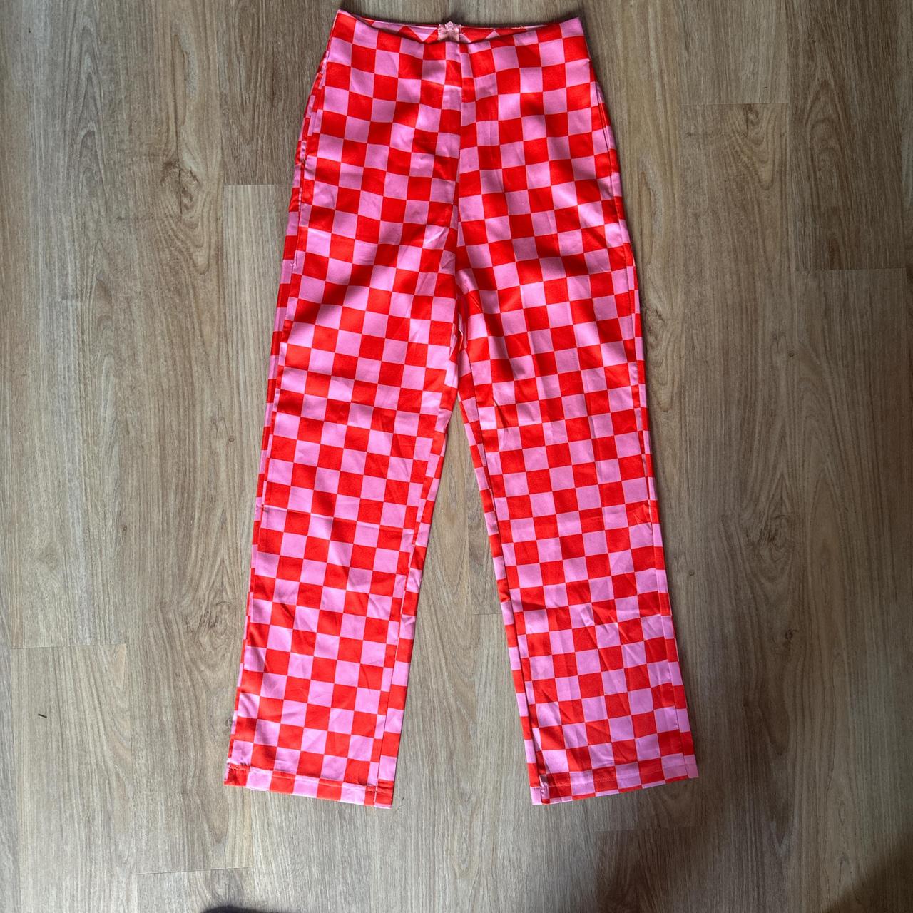 adorable and super comfy pink and red checkered pants! - Depop