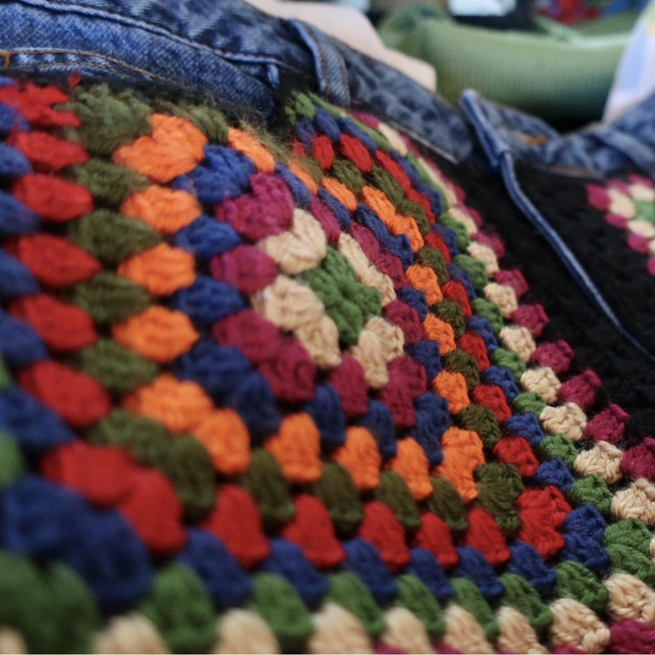 The coolest Farm Rio jeans Crochet granny square... - Depop