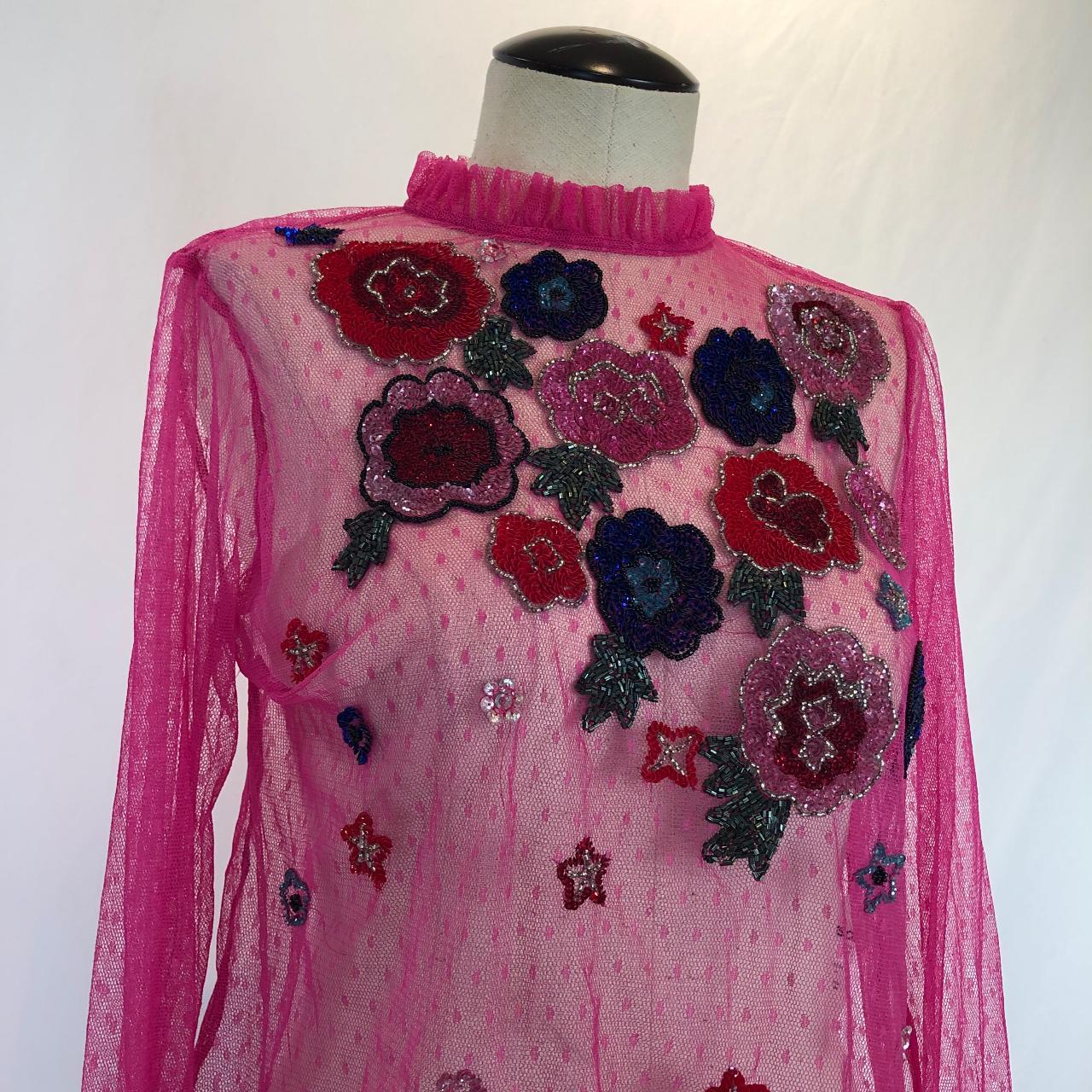 ASOS Pink mesh/lace top. This delicate piece... - Depop