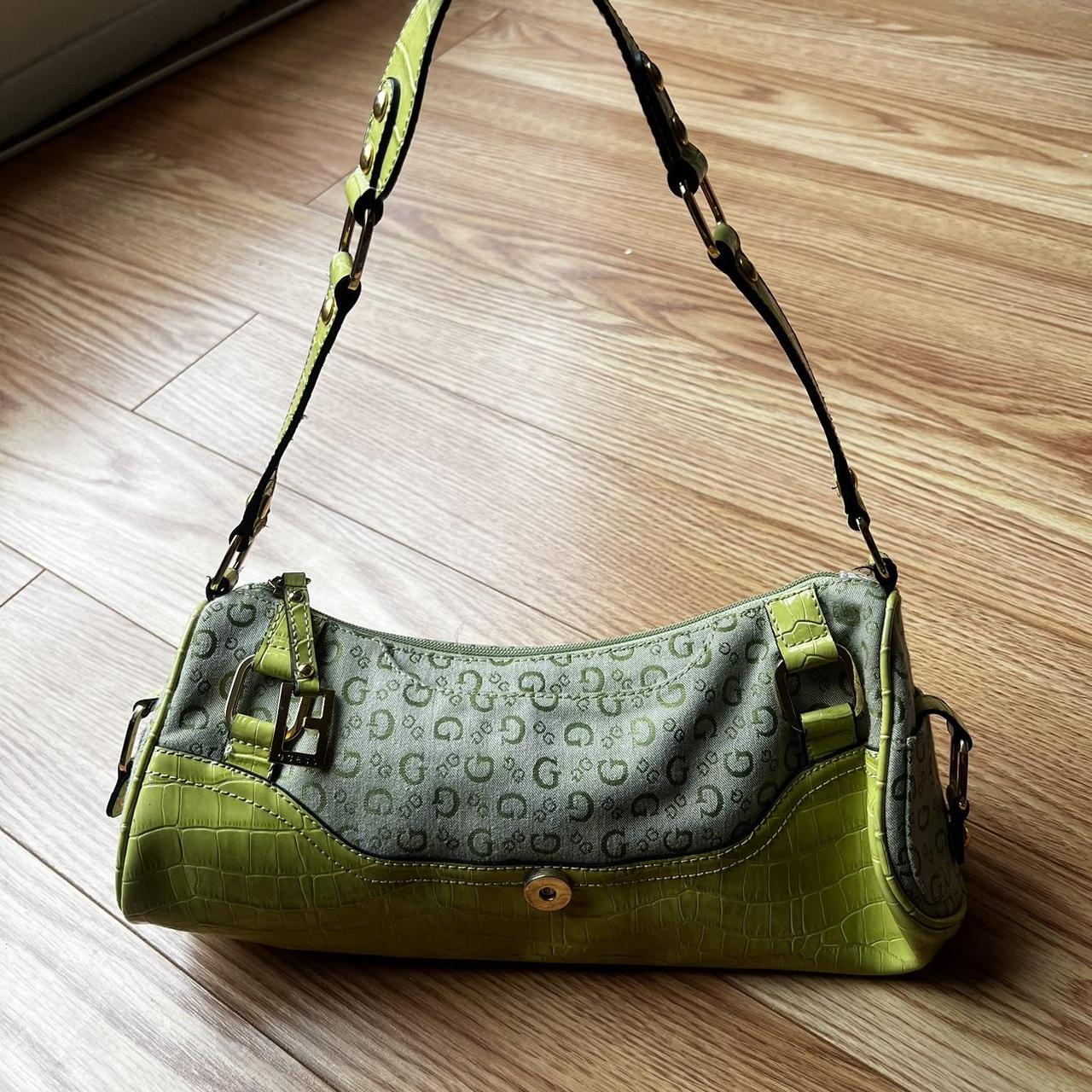 Super cute vintage guess green mini bad with gold... - Depop