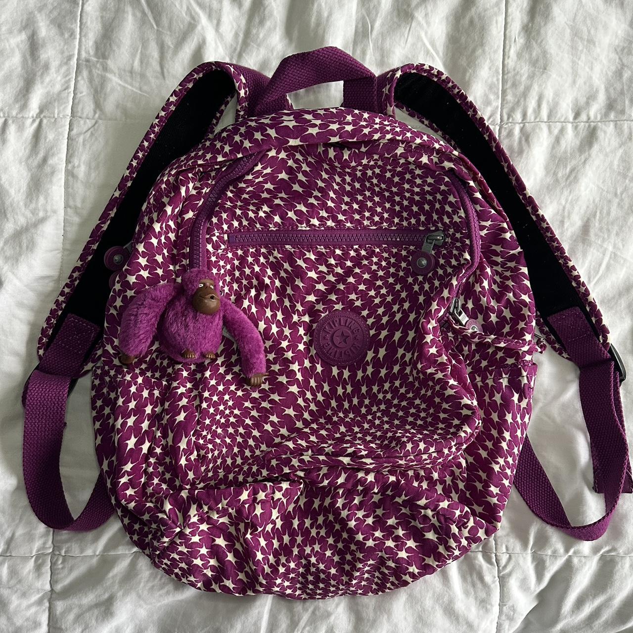 Kipling Women's Purple and White Bag | Depop