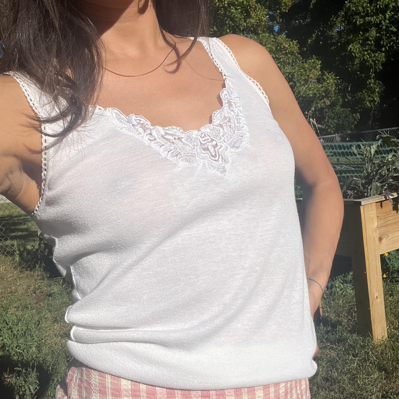 Lace trim nightie top - Depop