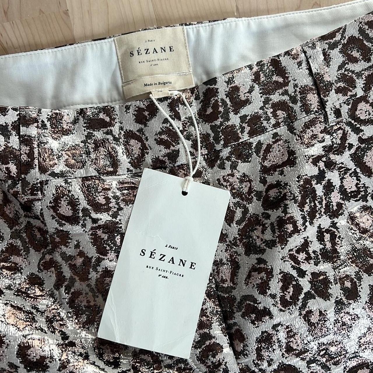 Sezane Jude pants in jacquard leopard rose. So... - Depop