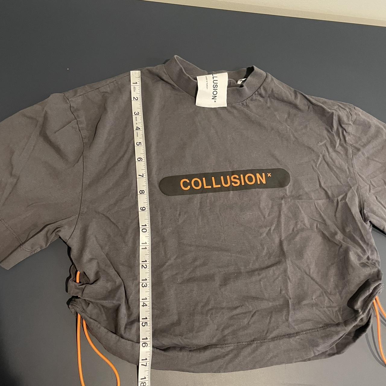Collusion Women's Grey and Orange Shirt | Depop