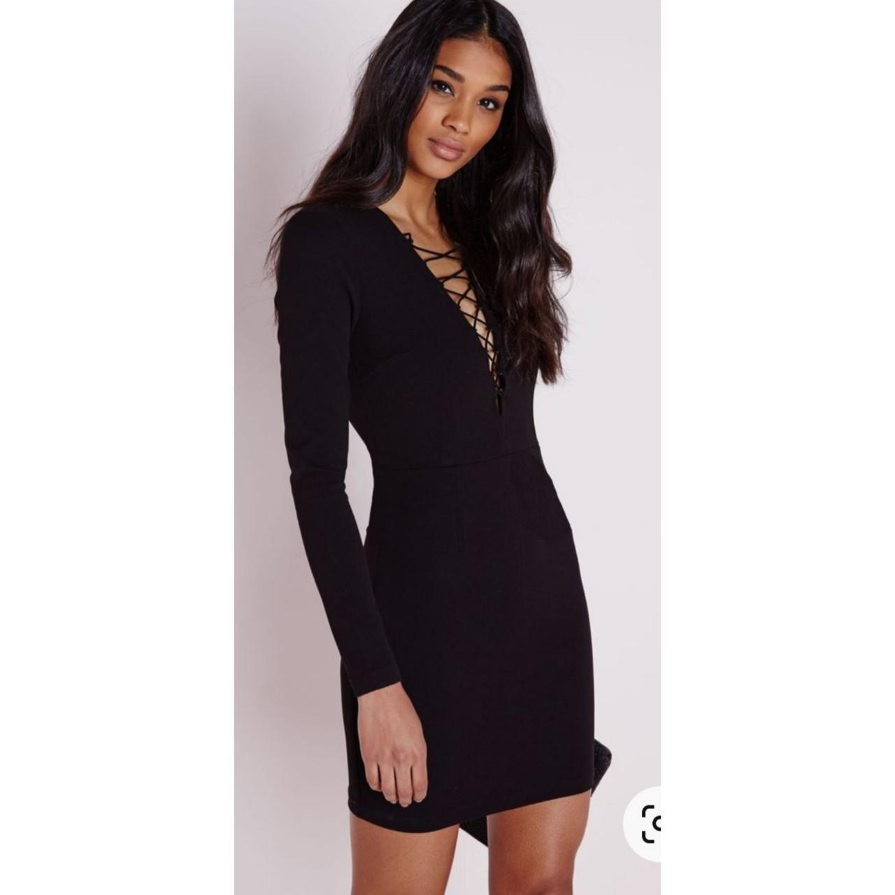 Missguided Lace Up Front Black Mini... - Depop