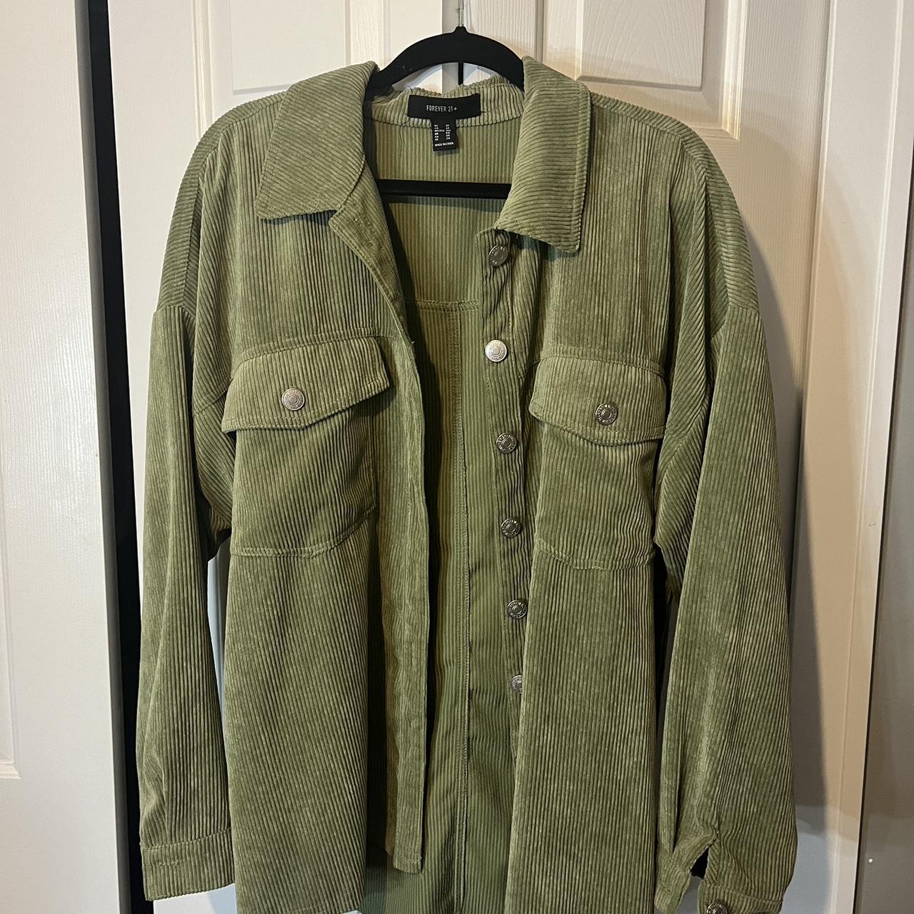 3x forever 21 green corduroy jacket #jacket... - Depop