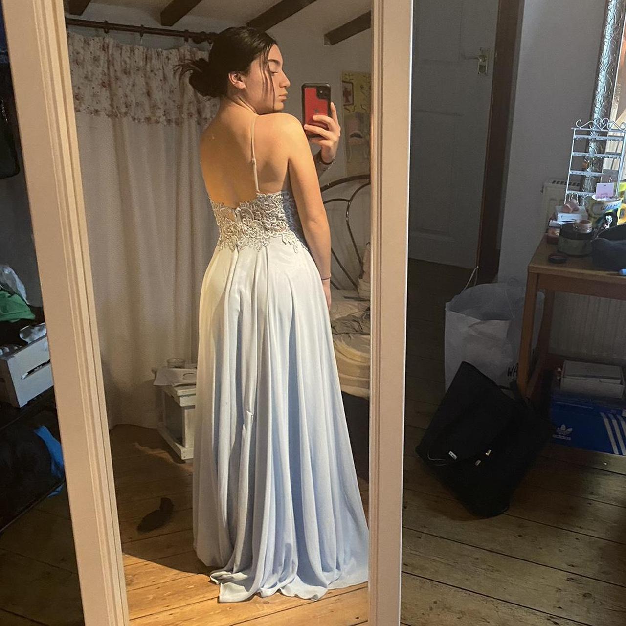 Baby blue lace flowy prom dress. love it so... - Depop