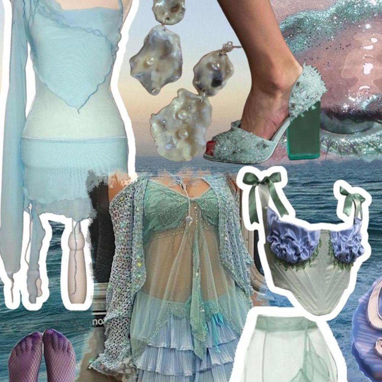 blue mesh mermaid top, not sure where its from... - Depop