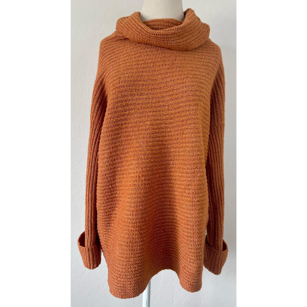 Anthropologie Pilcro Orange Knit Cowl Neck... - Depop