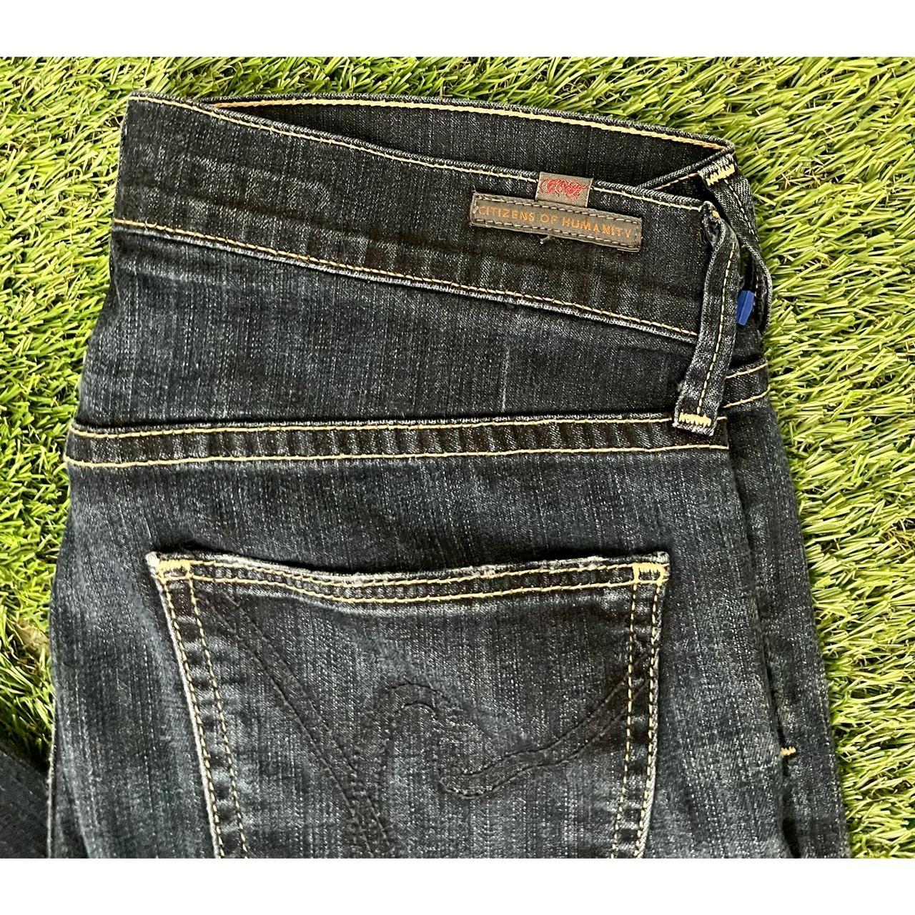 Citizens of Humanity Dark Denim Knee Slit Distressed... - Depop